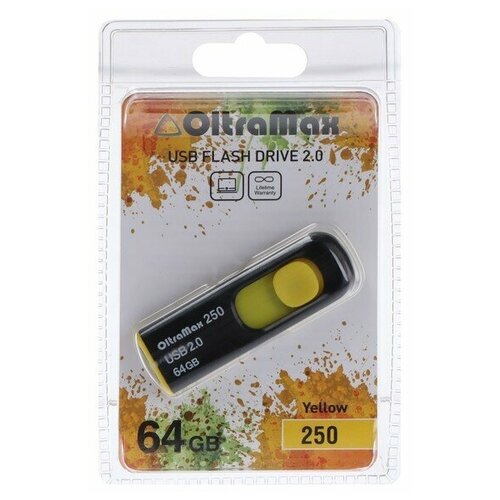 USB-накопитель (флешка) OltraMax 250 64Gb (USB 2.0), желтый