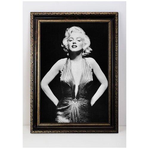Портрет/Картина Мэрилин Монро в багетной темно-коричневой рамке / А-4 (21x30 см.)