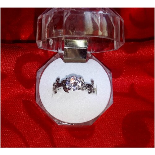 Кольцо помолвочное, кристалл, циркон, размер 16.5, серебряный