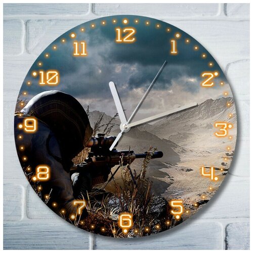 Настенные декоративные часы УФ с ярким рисунком, диаметр 28см игры Sniper Ghost Warrior Contracts (PS, Xbox, PC, Switch) 5127