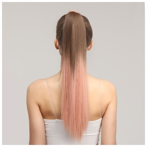 Queen Fair хвост из искусственных волос на резинке, русый/пепельно-розовый