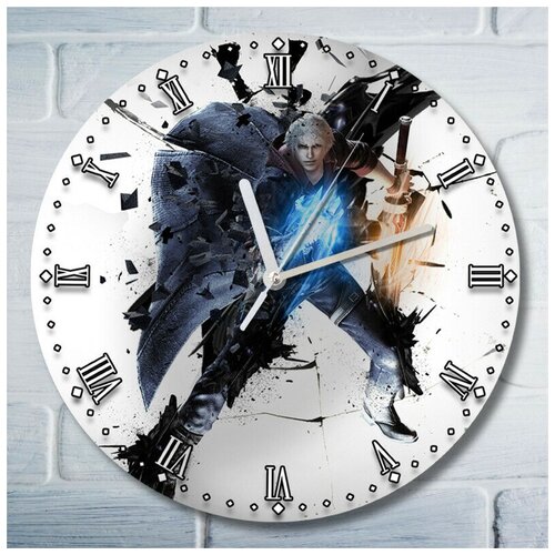 Настенные часы УФ с рисунком, диаметр 28см игры Devil May Cry HD Collection (неро, данте, PS, Xbox, PC, Switch) 5169