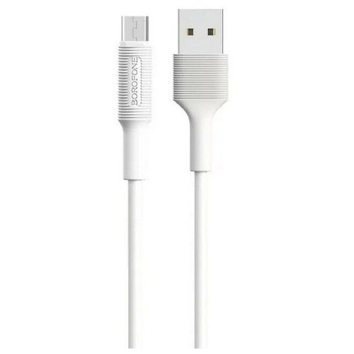 Кабель Borofone BX1, microUSB - USB, 2.4 А, 1 м, PVC оплётка, белый