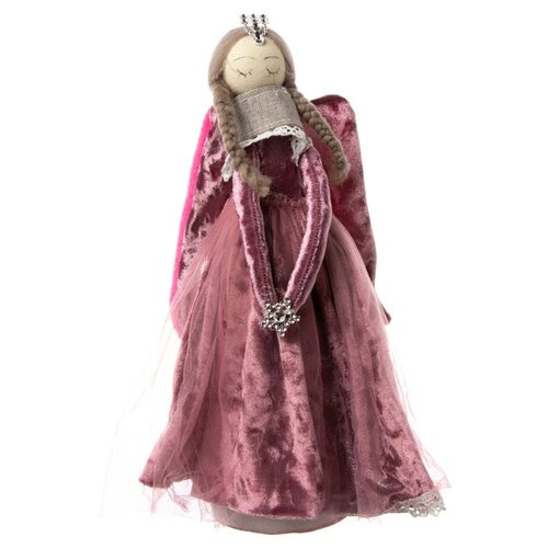Due Esse Christmas Декоративная фигура Ангел Вайнона 29 см в бархатном розовом платье LN001102C