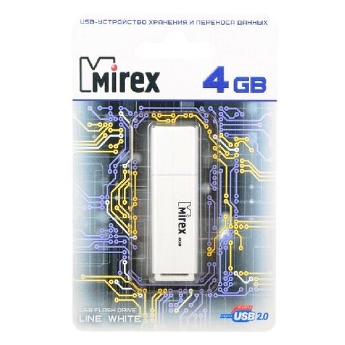 Флешка Mirex 4GB Line White USB 2.0