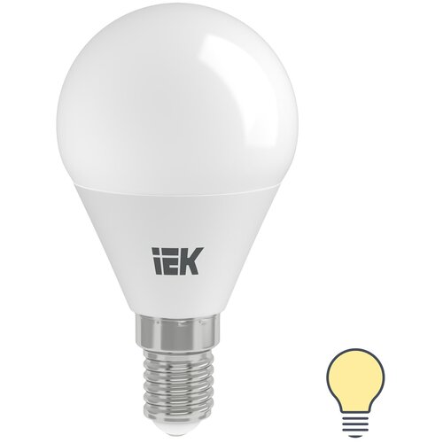 Лампа светодиодная IEK G45 Шар E14 7 Вт 3000К свет тёплый белый. Набор из 2 шт.