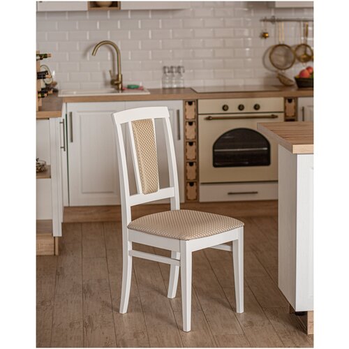 Деревянный стул для кухни из массива бука Марсель 1 шт, цвет белый