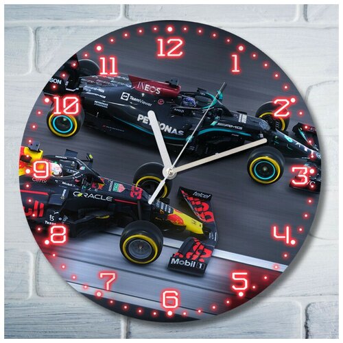 Настенные часы УФ с рисунком, диаметр 28см игры F1 2021 (формула 1, гонки, машины, авто, PS, Xbox, PC, Switch) 4807