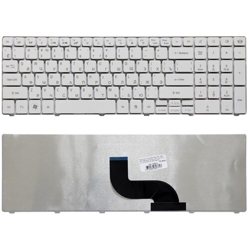 Клавиатура для ноутбука Packard Bell TM86, TX86, NEW90, PEW91 Series. Плоский Enter. Белая, без рамки. PN: MP-09B23SU-6981.