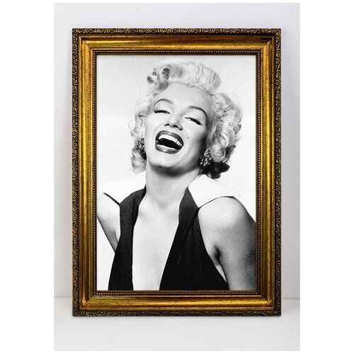 Портрет/Картина Мэрилин Монро в багетной рамке под золото / А-3 (30x40 см.)