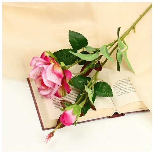 Цветы искусственные "Роза душистая" 9х50 см, бело-сиреневый микс