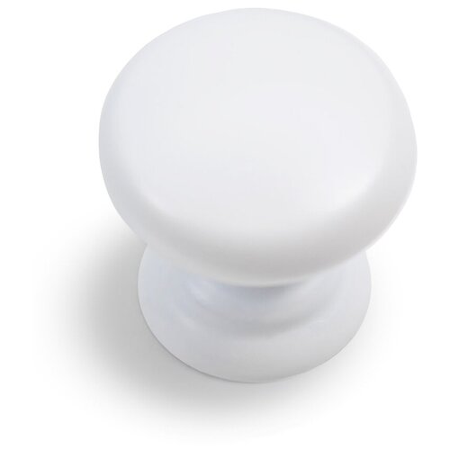 Мебельная ручка-кнопка URSULA, установочный размер - 1 мм, цвет - Белый, алюминий-цинк, RС433W