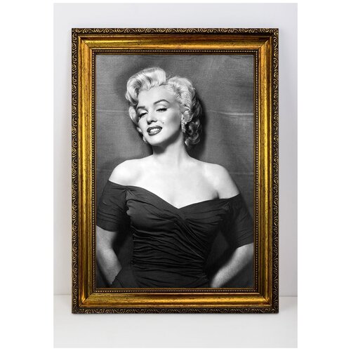 Портрет/Картина Мэрилин Монро в багетной рамке под золото / А-4 (21x30 см.)