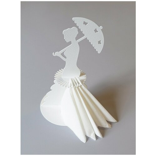 Салфетница "Девушка с зонтиком" белая, металлическая