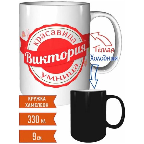 Кружка Виктория умница красавица - хамелеон, с изменением цвета.