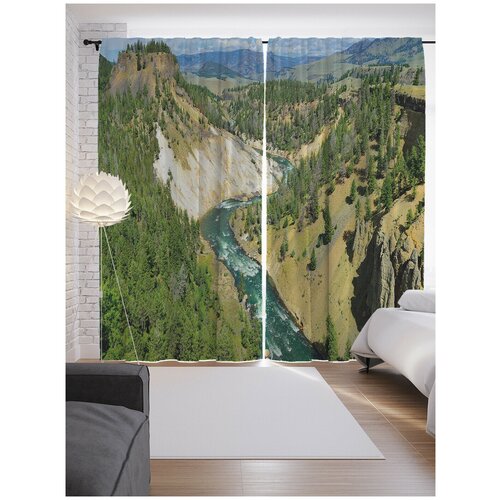 Фотошторы для кухни и спальни JoyArty "Пейзажи Вайоминга", 2 полотна со шторной лентой шириной по 145 см, высота 265 см