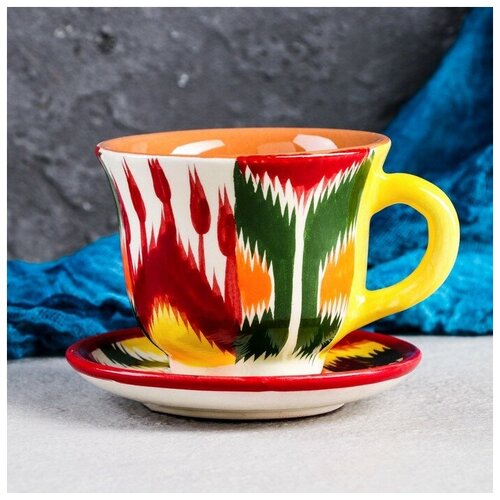 Чайная пара Риштанская Керамика "Атлас", 350 мл, разноцветная