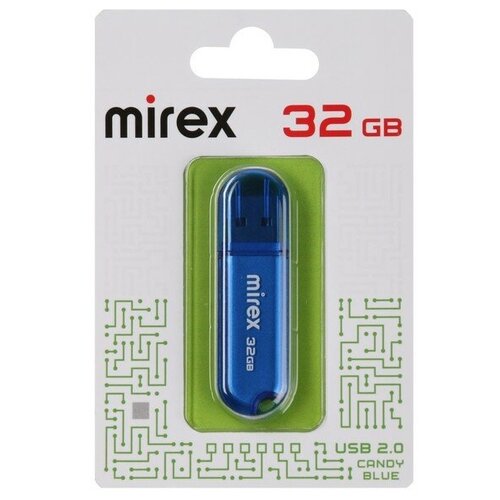 Флешка Mirex CANDY BLUE, 32 Гб , USB2.0, чт до 25 Мб/с, зап до 15 Мб/с, синяя