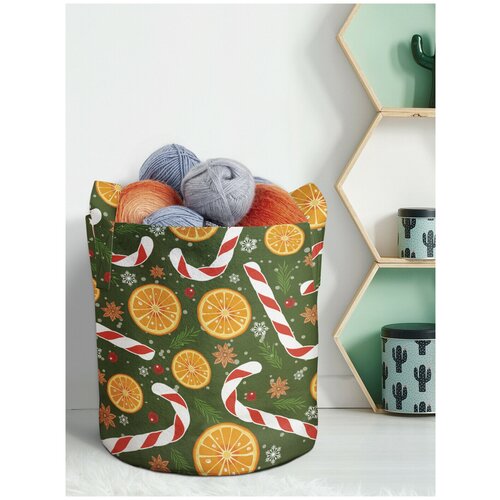 Текстильный мешок горшок для рассады и цветов, из войлока гроубэг JoyArty "Апельсины и карамельные трости" 27 л