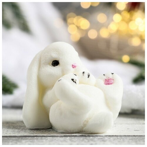 Фигурное мыло "Кролик Абрикосик" белый, 95гр, 7х7х6см 9155743