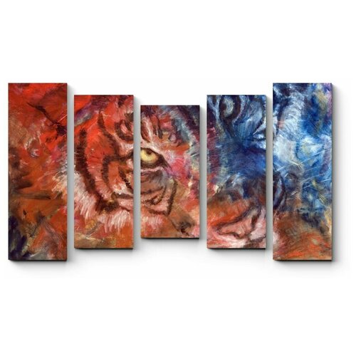 Модульная картина Тигр маслом на холсте 180x108