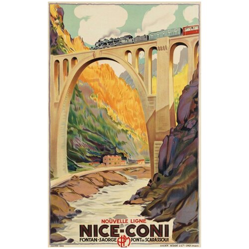 Постер / Плакат / Картина Поезда - Экспресс поезд Nice - Coni Fontan 40х50 см в подарочном тубусе