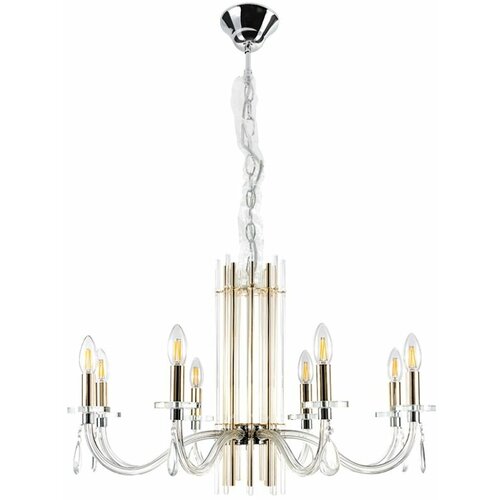 Crystal Lux Люстра Crystal Lux AURELIO SP8 GOLD+CHROME/TRANSPARENT