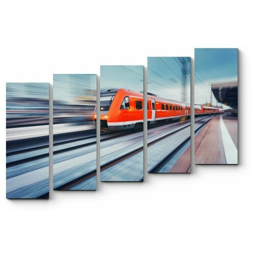 Модульная картина Высокоскоростной красный пассажирский пригородный поезд220x154