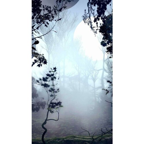 Картина на холсте 60x110 LinxOne "Деревья, туман, арт, лес, вертикальный" интерьерная для дома / на стену / на кухню / с подрамником