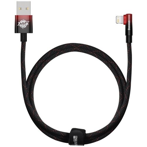 Кабель USB BASEUS MVP 2 Elbow-shaped Fast Charging, USB - Lightning, 2.4А, 1 м, черно-красный, угловой