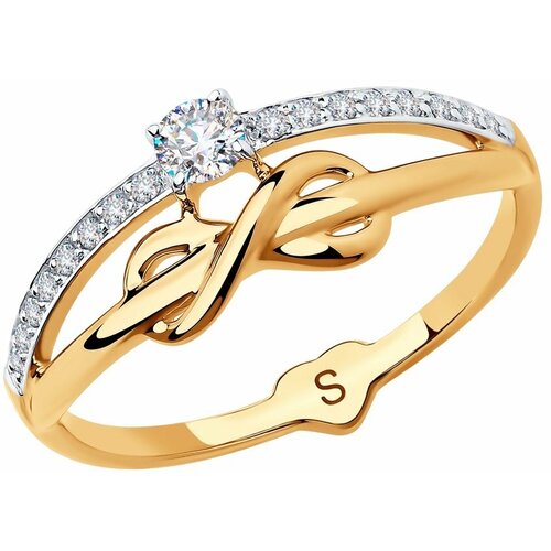 Кольцо Diamant online, золото, 585 проба, фианит, размер 17