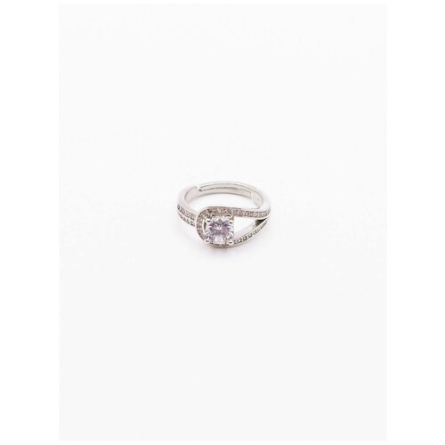 Кольцо Shine & Beauty, кристаллы Swarovski, безразмерное, серебряный
