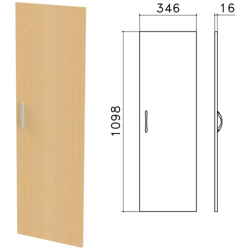 Дверь ЛДСП средняя "Канц", 346х16х1098 мм, цвет бук невский, ДК36.10 - 1 шт.