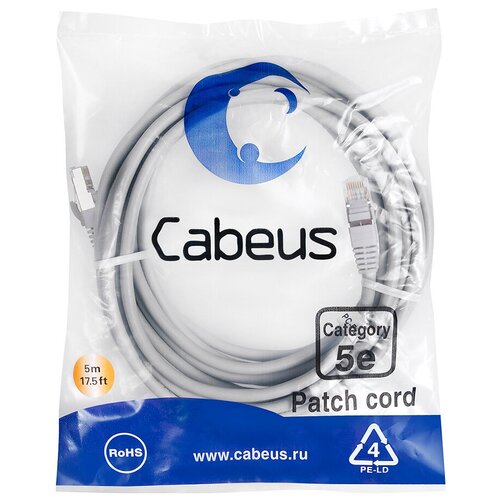 Патч-корд Cabeus PC-FTP-RJ45-Cat.5e-15m Кат.5е 15 м серый