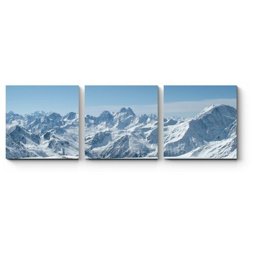 Модульная картина Панорама зимних гор на Кавказе 120x40