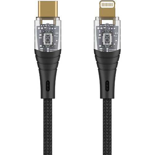 Дата-кабель Crystal USB-C - Lightning, 1м, черный, Deppa, Deppa 72503