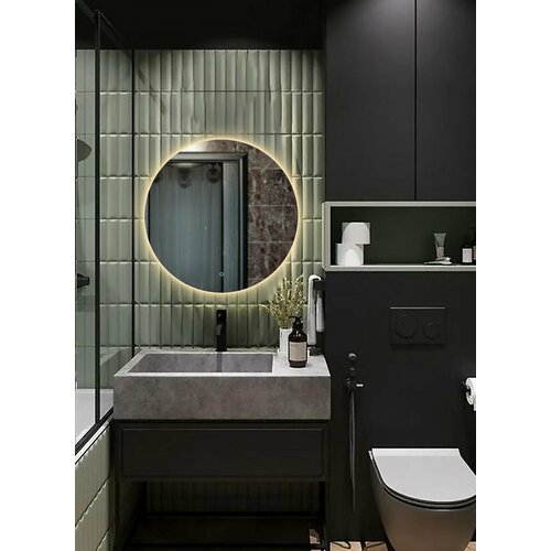 Зеркало для ванной Sun D45 круглое "парящее" с теплой LED-подсветкой