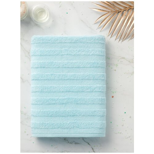 Махровое полотенце LOVEME Stripe 70х140 см, нежно-голубой