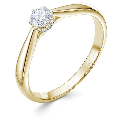 Кольцо помолвочное Vesna jewelry, желтое золото, 585 проба, родирование, бриллиант, размер 16.5, бесцветный