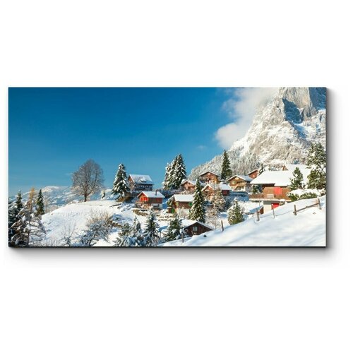 Модульная картина Зимняя Швейцария 80x40