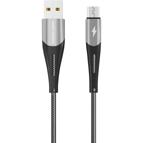 Дата-кабель Smart USB 3.0A для micro USB More choice K41Sm New нейлон 1м Silver Black