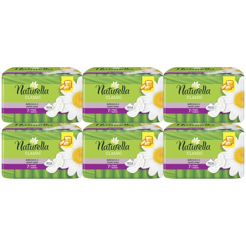 Прокладки женские Naturella Classic Maxi Ромашка, с крылышками, 7 шт, комплект: 6 упаковок