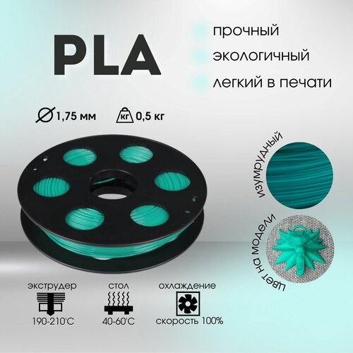 Изумрудный PLA пластик Bestfilament для 3D-принтеров 0.5 кг (1,75 мм)