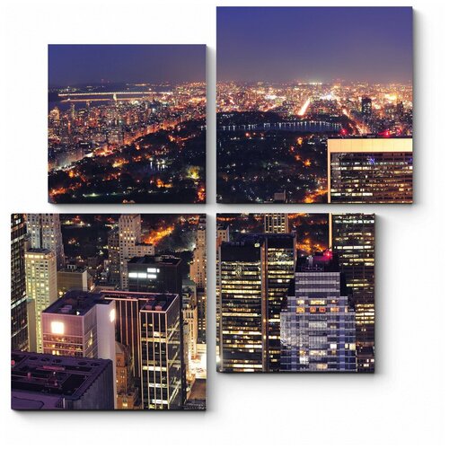 Модульная картина Огни ночного Нью-Йорка 100x100
