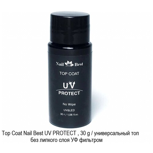 Top Coat UV PROTECT, 30 g / универсальный топ без липкого слоя УФ фильтром