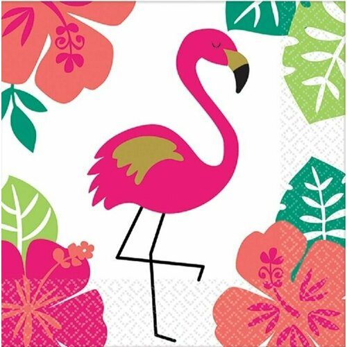 Салфетки ALOHA Фламинго 25см 16шт гавайская вечеринка