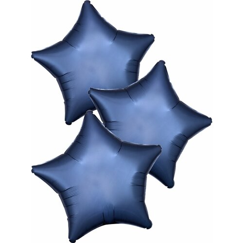 Набор воздушных шаров Anagram звёзды Сатин, Серо-голубой, 46 см, 3 шт