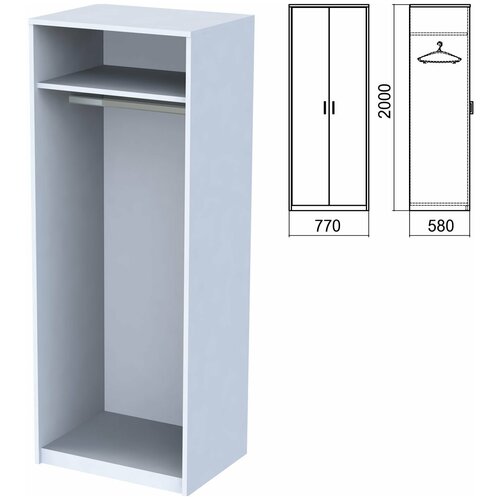 Шкаф (каркас) для одежды "Арго", 770х580х2000 мм, серый, 1 шт.