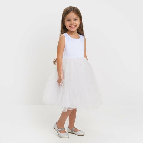 Платье детское с бусинками KAFTAN р. 30 (98-104 см), белый 9071666