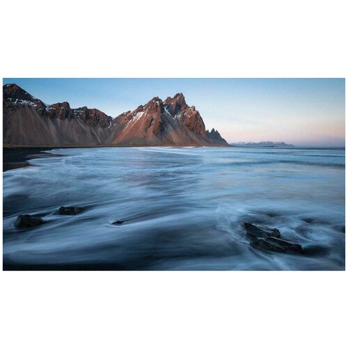 Картина на холсте 60x110 LinxOne "Горы, вода, море, природа, пейзаж" интерьерная для дома / на стену / на кухню / с подрамником